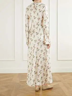 DÔEN Floral-printed Satin Maxi Dress