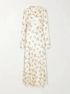 DÔEN Floral-printed Satin Maxi Dress - Multi