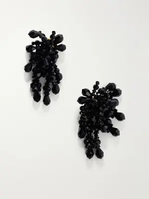 Simone Rocha Wilted Chandelier Crystal Earrings - Black