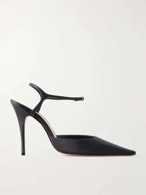 Amina Muaddi Carolyn 100 Satin Pumps - Black