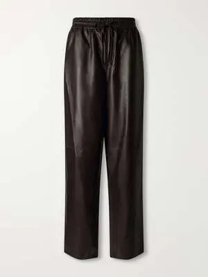 JOSEPH Nat Paneled Leather Straight-leg Pants - Brown