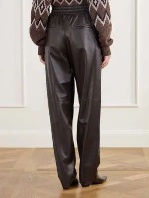 JOSEPH Nat Paneled Leather Straight-leg Pants
