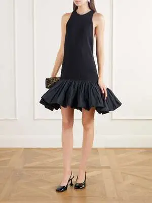 Stella McCartney Taffeta-trimmed Cady Peplum Mini Dress