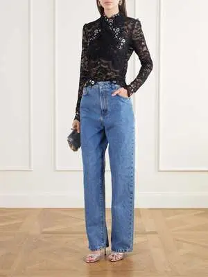 Rabanne Eyelet-embellished Layered Lace Top