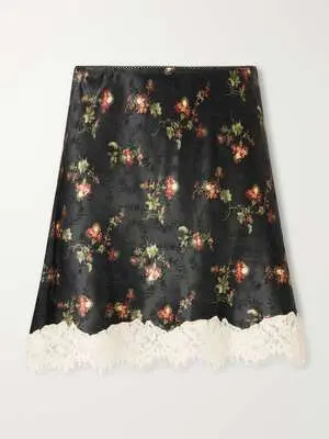 DÔEN Giulietta Lace-trimmed Floral-jacquard Mini Skirt