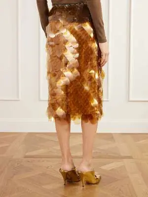 Rabanne Sequined Chainmail Midi Skirt