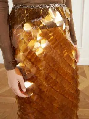 Rabanne Sequined Chainmail Midi Skirt