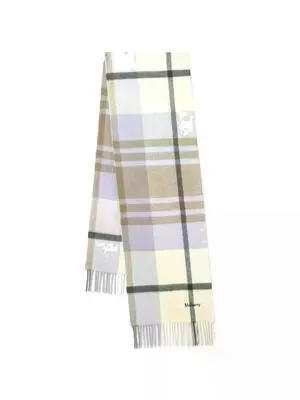 Mulberry Small Check Fringed-merino Wool Scarf - Neutrals