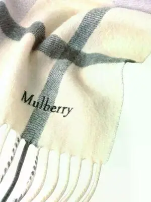 Mulberry Small Check Fringed-merino Wool Scarf