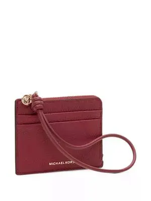 Michael Kors Jet Set Small Pebbled Leather Card Case Wristlet - Red