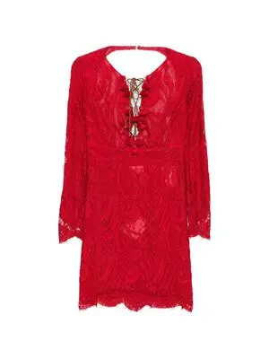 Emilio Pucci Tassel-embellished Lace Mini Dress - Red