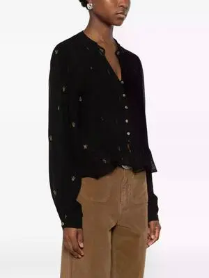 MAISON HOTEL Catherine Embroidered Pleated Blouse