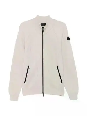 Moncler Ribbed-knit Zip-up Cardigan - Neutrals