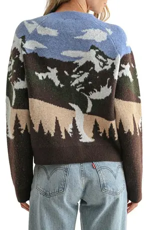 ALL IN FAVOR Scenic Mountain Pattern Cardigan