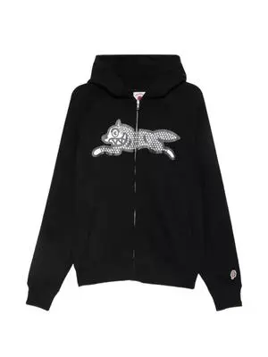 ICECREAM Running Dob Glitter-embellished Zip-up Hoodie - Black