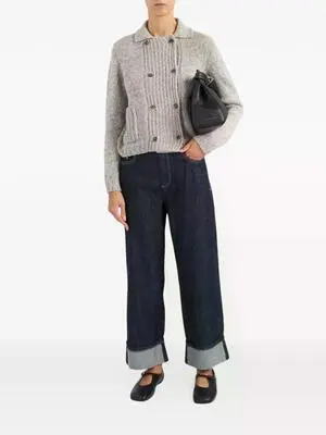 GRAN SASSO Double-breasted Ribbed-knit Cardigan