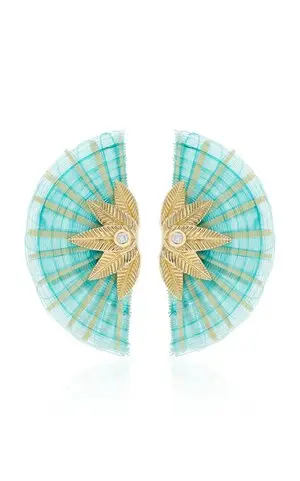 SILVIA FURMANOVICH Horse Mane 18k Yellow Gold Diamond And Sapphire Earrings - Blue