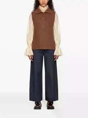 UMA WANG Ribbed-knit Sleeveless Sweater - Brown