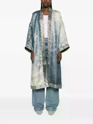 PIERRE-LOUIS MASCIA Floral-print Open-front Coat