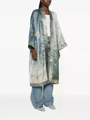 PIERRE-LOUIS MASCIA Floral-print Open-front Coat