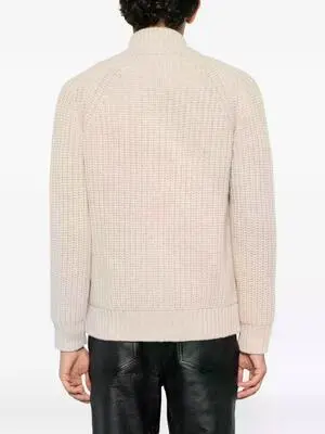 ATOMO FACTORY Ribbed-knit Zip-up Cardigan