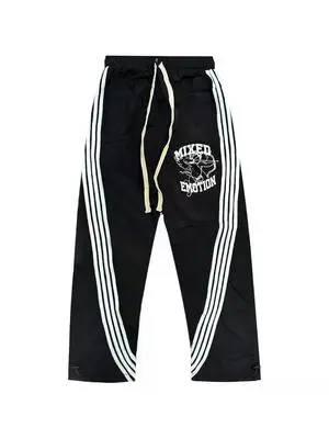 Mixed Emotion Logo-print Side-stripe Track Pants - Black