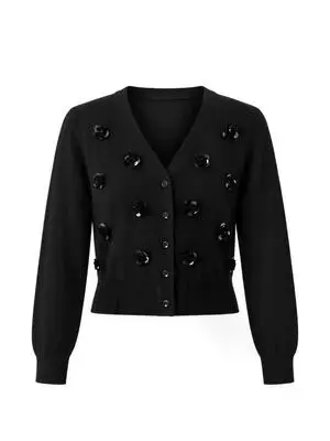 MEIMEIJ Floral-applique Wool Cardigan