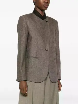 TWP Herringbone-pattern Asymmetric-fastening Jacket