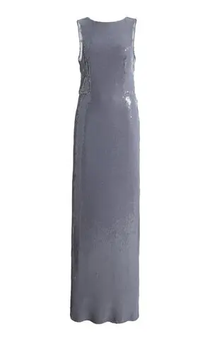 Ila Nala Open-back Sequined Maxi Dress - Silver