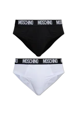 Moschino Two-pack Logo Briefs - Black