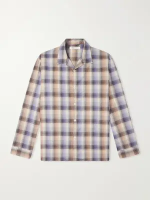 TEKLA Auralee Checked Organic Cotton-flannel Pyjama Shirt - Blue
