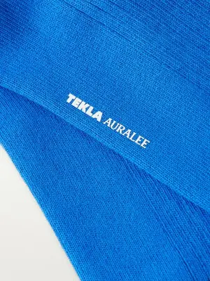TEKLA Auralee Ribbed Organic Cotton-blend Socks - Blue