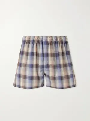 TEKLA Auralee Checked Organic Cotton-flannel Boxers