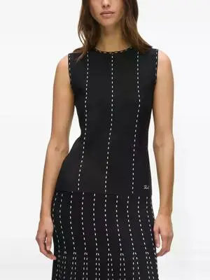 Karl Lagerfeld Contrast-stitch Sleeveless Top - Black
