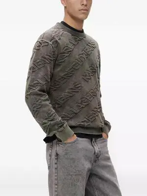 Karl Lagerfeld Acid-wash Logo-embossed Sweater