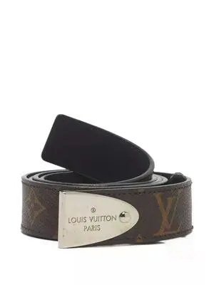 LOUIS VUITTON 2010 Monogram Logo-plaque Belt - Brown