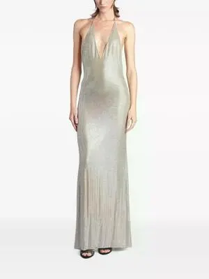 Giuseppe Di Morabito Crystal-embellished Halterneck Maxi Dress - Silver