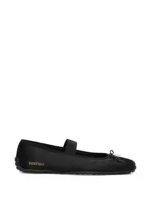 GOLDEN GOOSE Toile Ballet Flats In Satin With Embroidered Star And Elastic Strap - Black