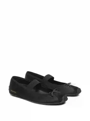 GOLDEN GOOSE Toile Ballet Flats In Satin With Embroidered Star And Elastic Strap - Black