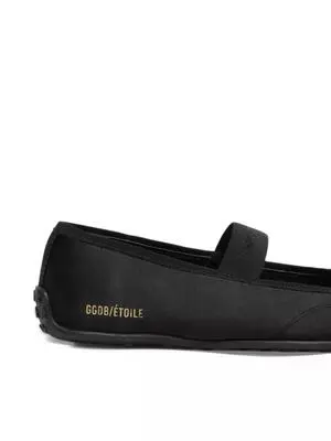 GOLDEN GOOSE Toile Ballet Flats In Satin With Embroidered Star And Elastic Strap - Black