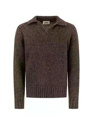Alpha Studio Spread-collar Knitted Sweater - Brown