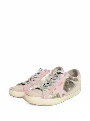 GOLDEN GOOSE Superstar Metallic Leather Sneakers - Silver