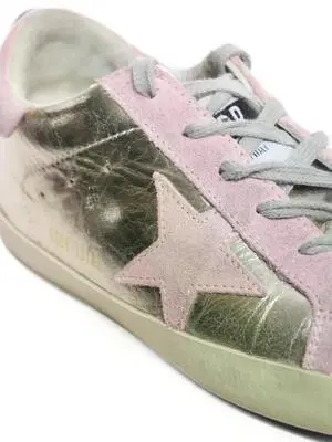 GOLDEN GOOSE Superstar Metallic Leather Sneakers - Silver