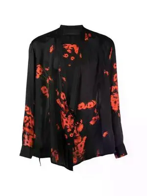 TESSITURA Floral-print Silk Shirt - Black
