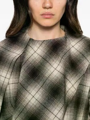 Sú Checked Asymmetric-wrap Top