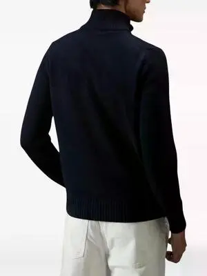 KANGRA Button-fastening Zip-up Wool Sweater - Blue