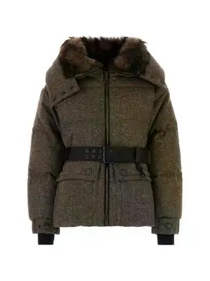 Moncler Gelise Belted Wool Down Jacket - Brown