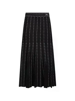 Karl Lagerfeld Contrast-stitch Pleated Midi Skirt - Black