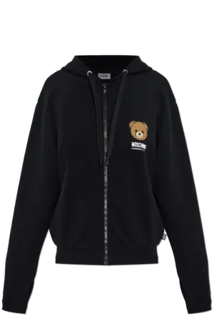 Moschino Zip-up Hooded Sweatshirt - Black