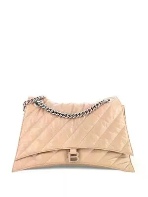 Balenciaga Crush Chain Flap Bag Quilted Crushed Calfskin Large Shoulder Bag - Neutrals